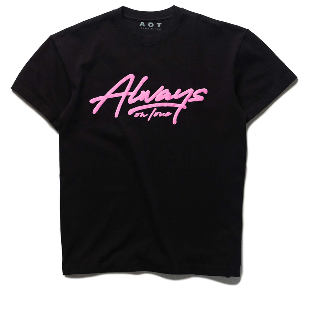 AOT Script Logo Tee (Black) – Always On Tour